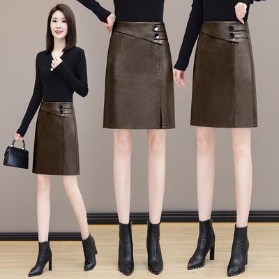 11129冬新真皮皮裙女中长款品牌绵羊秋皮显职款业包臀百瘦搭半身