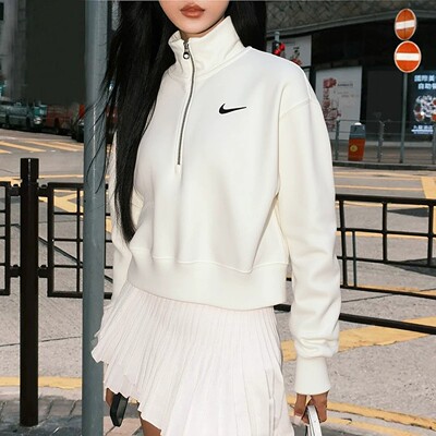 Nike耐克女加绒半拉链套头卫衣