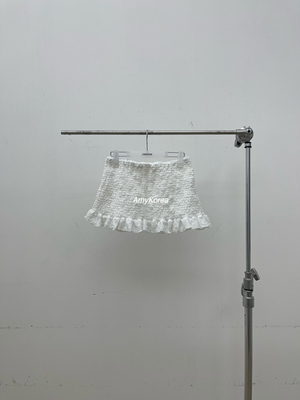 atmosphere Amy韩代 26早春 东大门 蕾丝花边 松紧弹力皱褶短裙