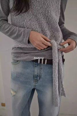 and the Amy韩代 26早春 东大门 洋气纯色 飘带针织背心 纯色百搭