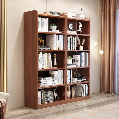 速发全实木家合书架客厅落儿整墙地童书柜组用书房靠墙书橱学生收