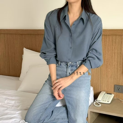 2025年春季新款韩国东大门直邮 verygood小翻领纯色百搭衬衫