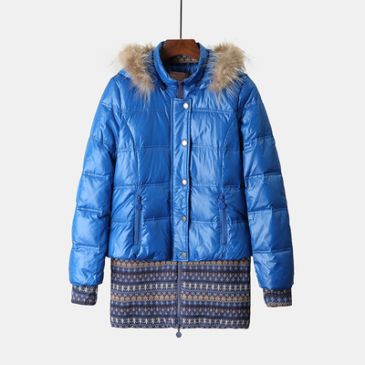 女装秋冬连帽拼接百搭羽绒服外套