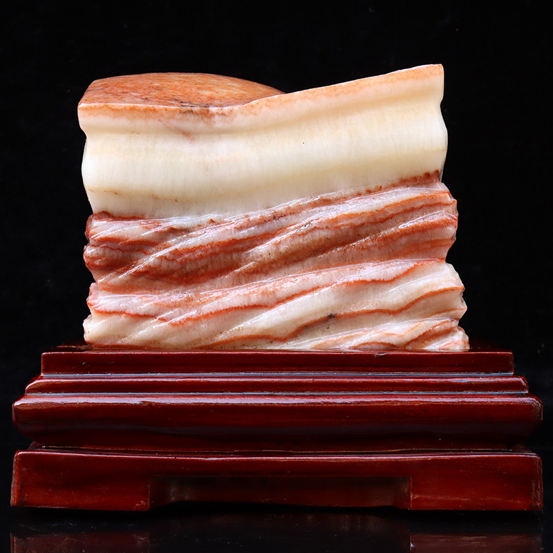 奇石摆件天然石材猪肉石五花肉装饰高档工艺品石雕18*15*7cm2602g