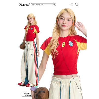 NERESUM撞色拼接甜酷短款短袖