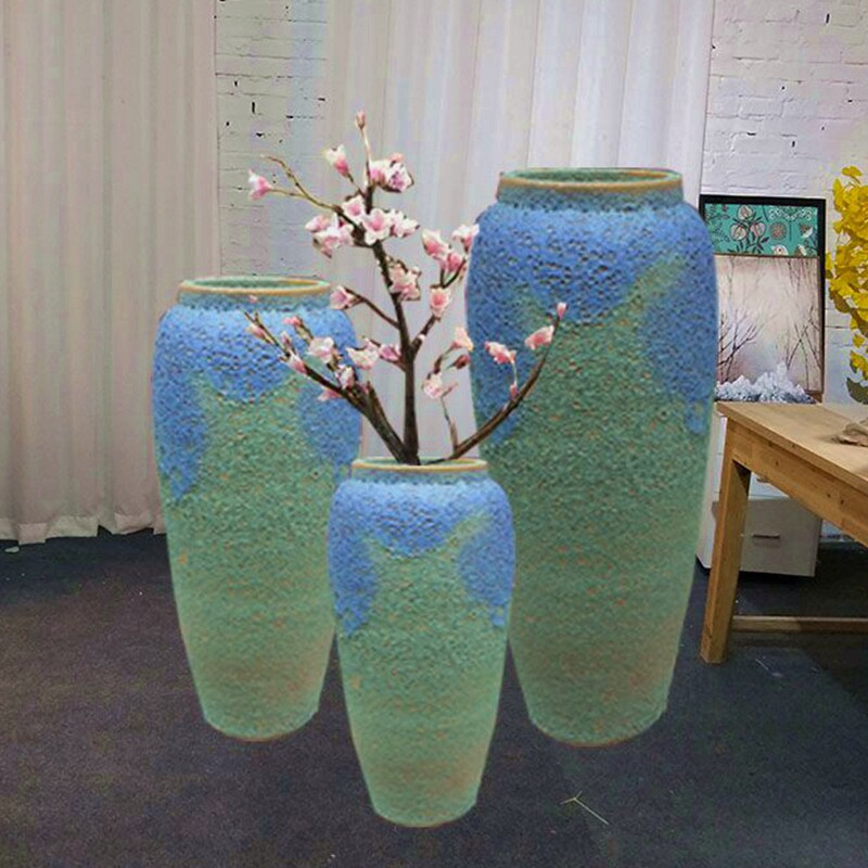 陶瓷落地花瓶颜色泡泡釉窑变陶罐现代欧式客厅酒店别墅摆件大花瓶