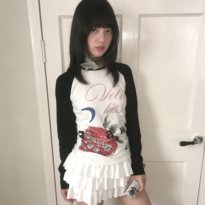 POH后摇草莓连帽轻朋长袖T恤克