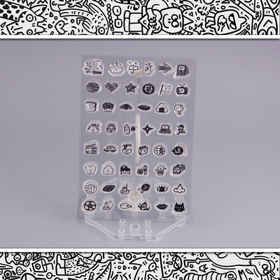 SCRAPBOOK DIY可爱线条小人 涂鸦小动物表情透明果冻手账印章贴纸