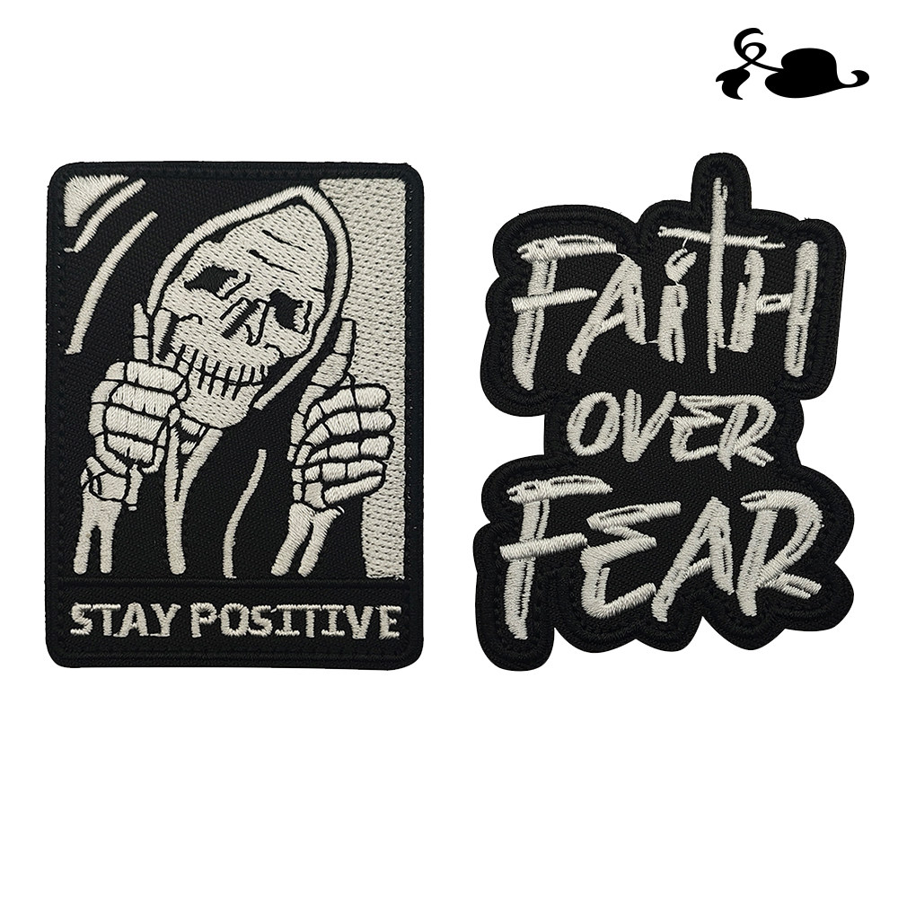 刺绣魔术贴章stay positive英文背包贴章女巫女神棒球服胸章臂章