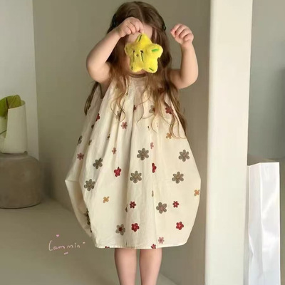 【彩虹家】2026春夏女童可爱小花连衣灯笼裙-RFX58128
