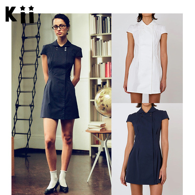 Peachyden纽扣翻领短袖修身短裙