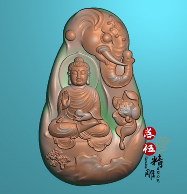 山水佛 大象 坐佛00557随型普贤菩萨佛祖玉雕精雕图JDP浮雕图BMP