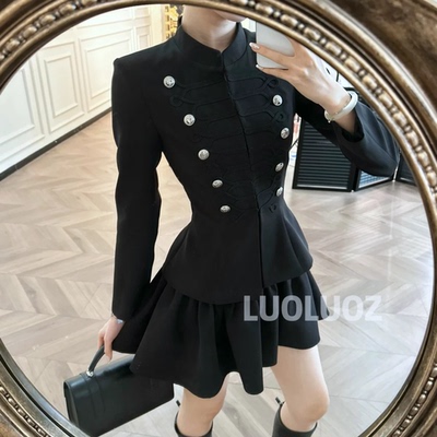 英伦小香风高腰A字裙套装女