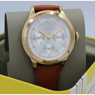 Fossil Brynn多功能水晶金色棕色女BQW8022手表