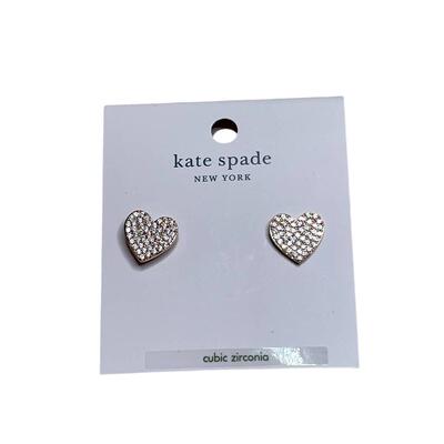 Kate Spade yours truly心studs耳环玫瑰金色透明