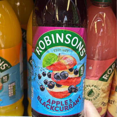 代购正品 美国进口ROBINSONS/罗便臣浓缩无糖苹果黑加仑子味饮品