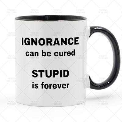 Ignorance can be cured Stupid is forever 陶瓷马克杯