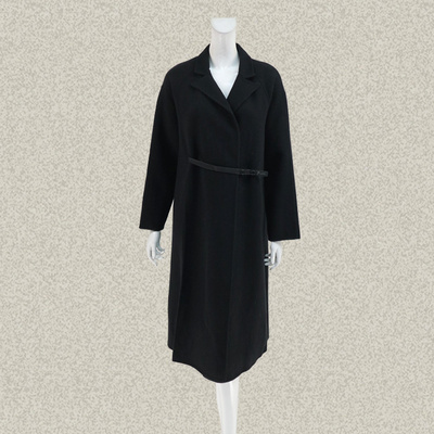 枪驳领不对称绵羊毛双面呢大衣