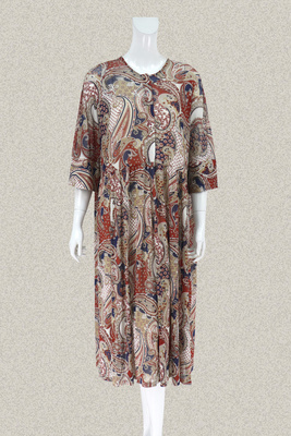 新!沐LINE正品印花半开胸七分袖女夏两件套针织连衣裙1129603/613