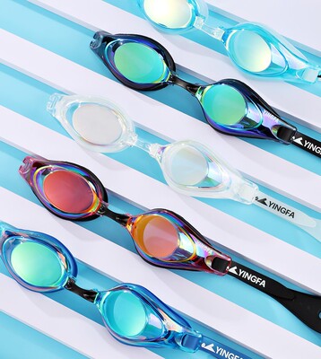英发防水防雾炫彩镀膜成人游泳镜 电镀防雾防紫外线 男女Y2600AFV