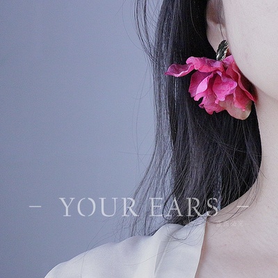 原创手作粉色甜美花朵耳环