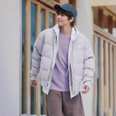 阿迪三叶草男女同款立领羽绒服