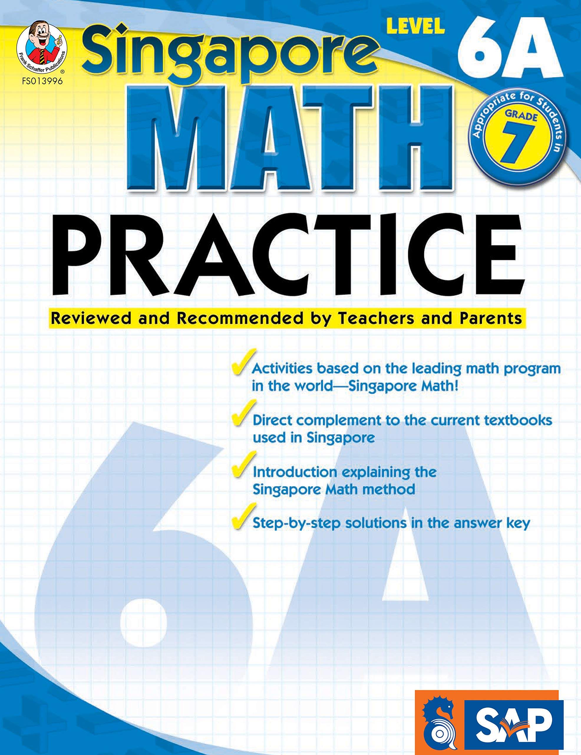 英文原版 Singapore Math Practice, Level 6A Grade 7新加坡数学练习册，6A级，7年级_虎窝淘