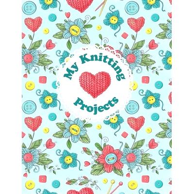 预订 My Knitting Projects: Bright and Colorful Yarn & Crochet Hooks on a Blue Background, Glossy Finish: 9781089425595