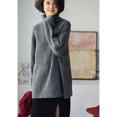 坑条显瘦宽松百搭高领打底毛衣