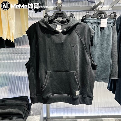 耐克男子纯色无袖连帽卫衣背心