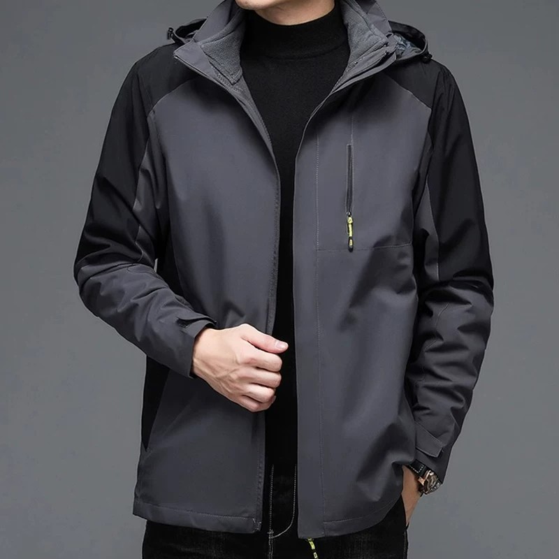 jeep吉普冲锋衣男春秋三合一两件套加绒防风防水登山服滑雪服外套