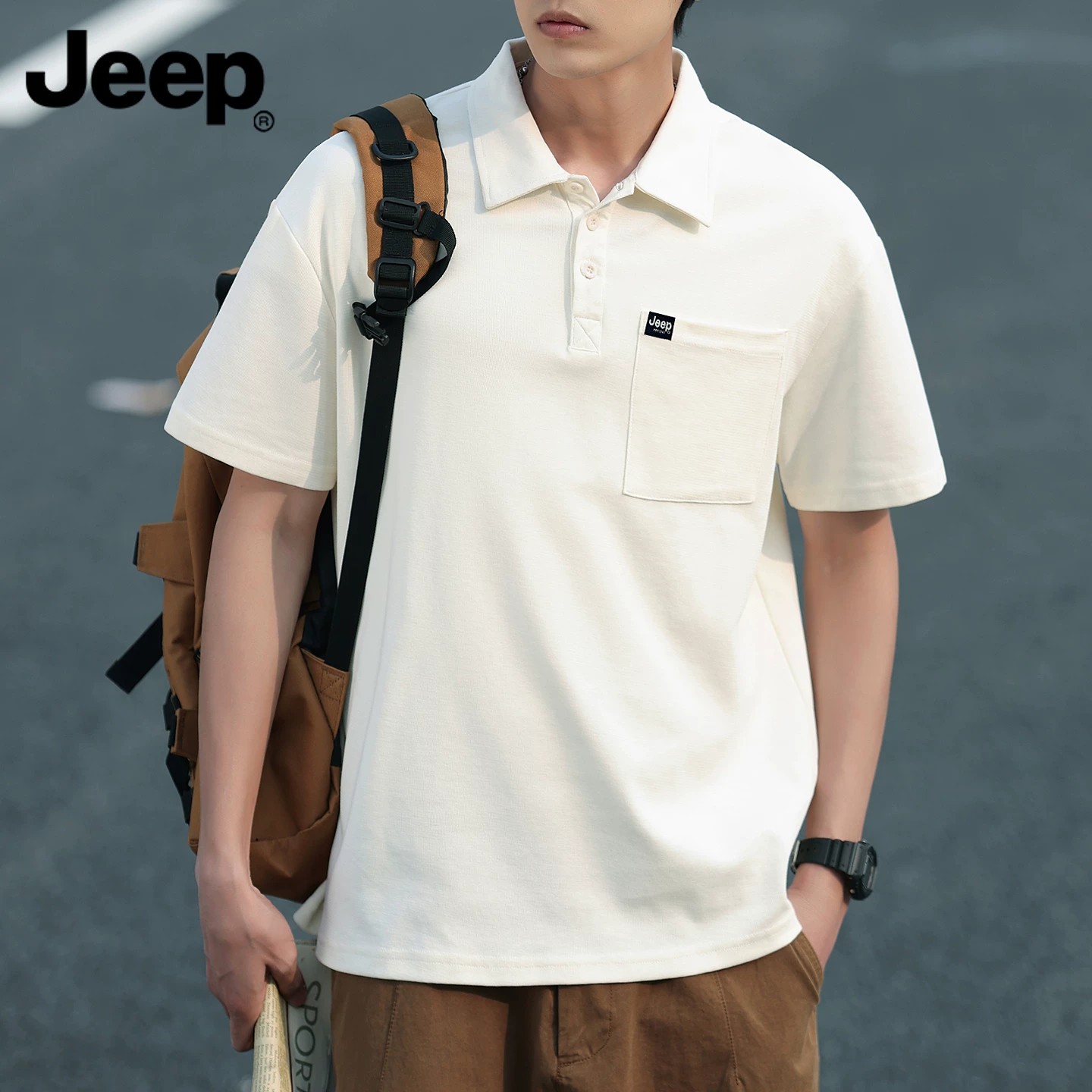 Jeep吉普短袖t恤男士翻领polo衫2026夏季新款潮流凉感半袖上衣男