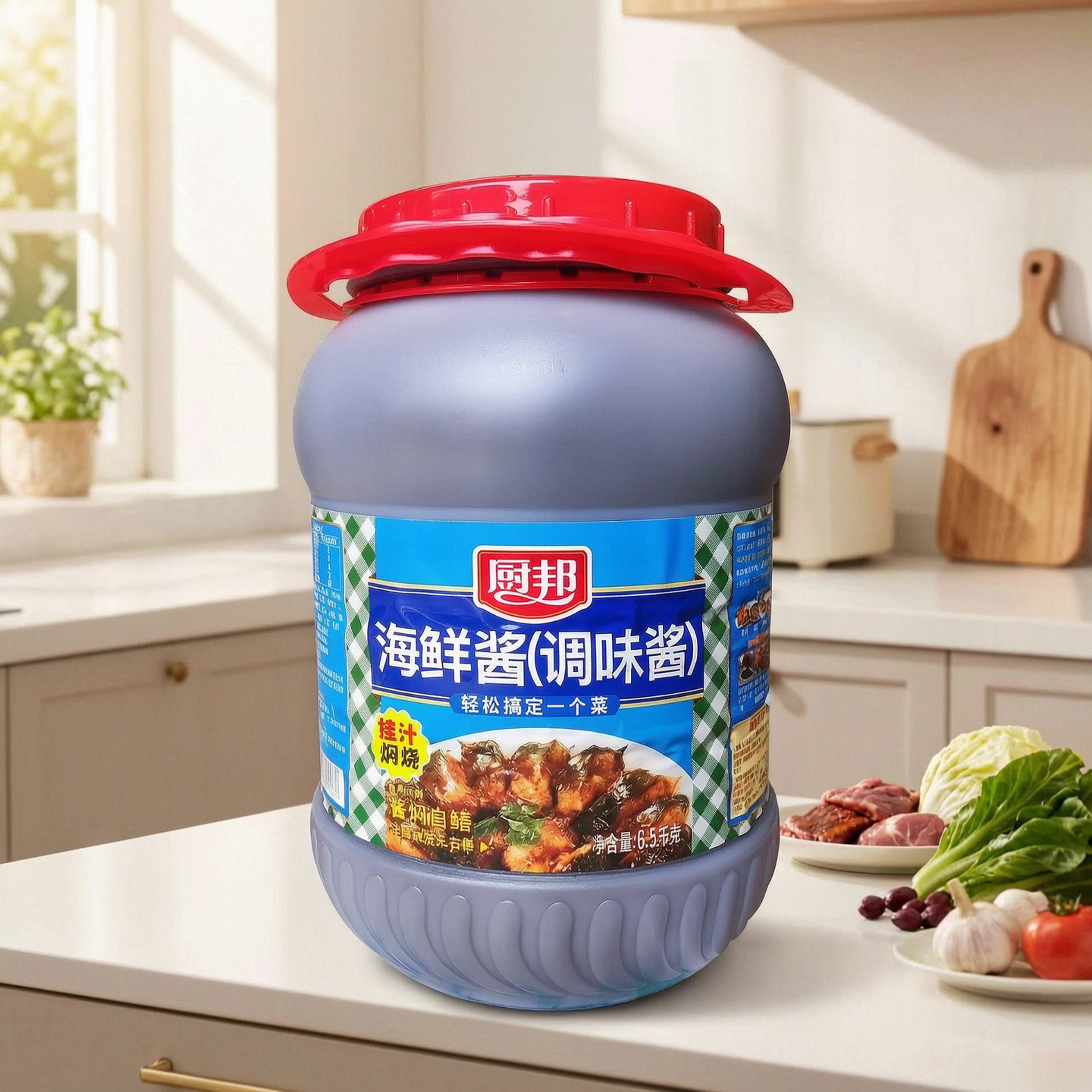 厨邦海鲜酱6.5kg大桶烧烤脆皮年糕手抓饼焖烧调味酱火锅蘸酱挂汁