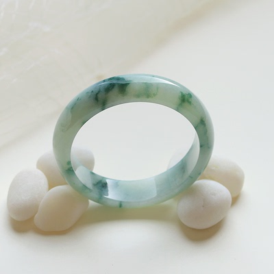 大圈口手镯缅甸玉石翡翠A蓝绿花