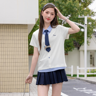 骄骄虎女大童POLO领假两件T恤