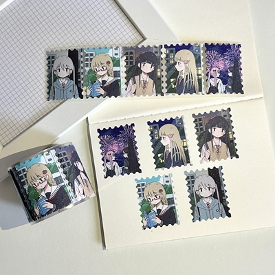 一只兔手帐一天又一天JK少女贴纸卷分装人物邮票贴女孩装饰胶带