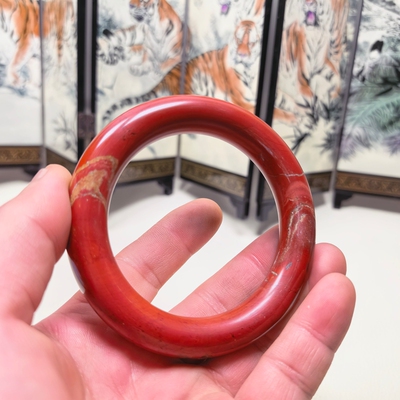 天然珠宝玉石中国红飘花玉手镯玛瑙玉镯福镯十年前仓库遗留特圆条