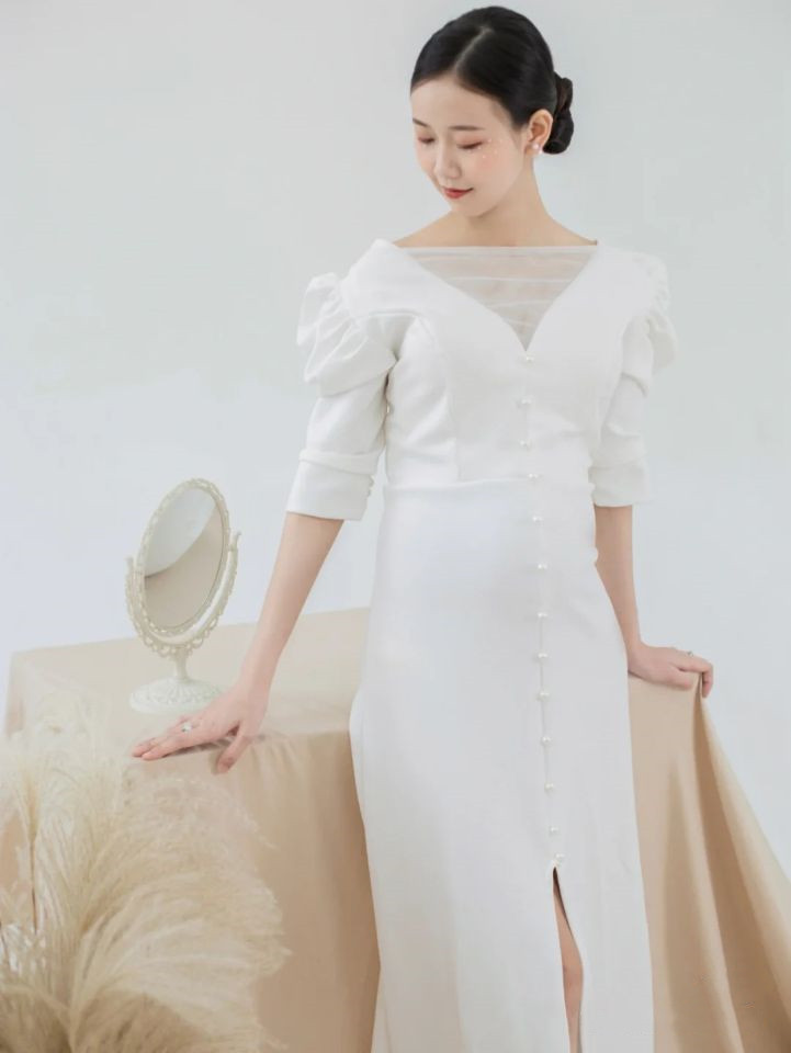 新品新款孕妇拍照服装韩式唯美孕照白色拖尾礼服摄影楼孕期妈咪艺