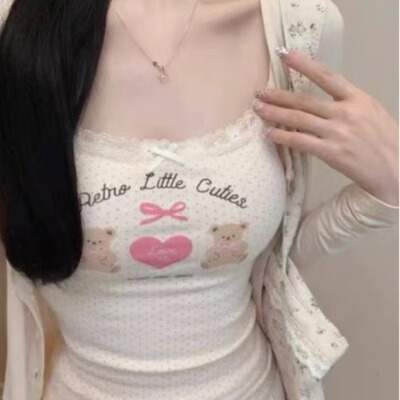 少女感满分蕾丝蝴蝶结吊带