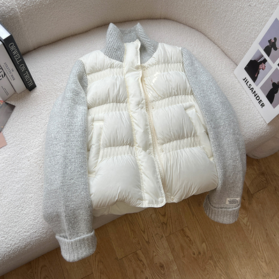 above deck 2025冬季新款针织拼接羽绒服女短款时尚休闲立领外套