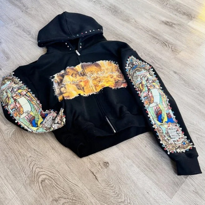 Y2K简单复古宽松卫衣拉链