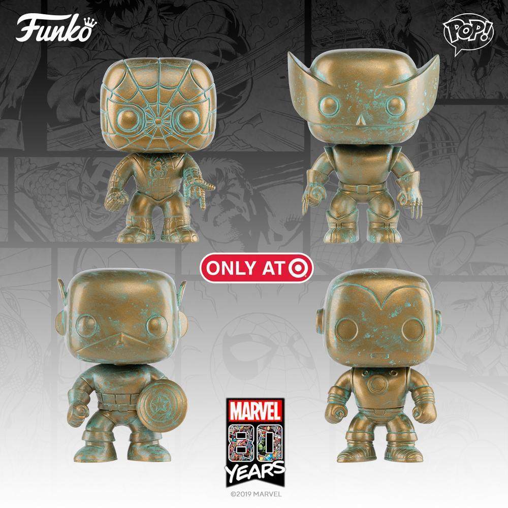 Funko POP漫威80周年钢铁侠蜘蛛侠美队金刚狼青铜公仔手办_虎窝淘