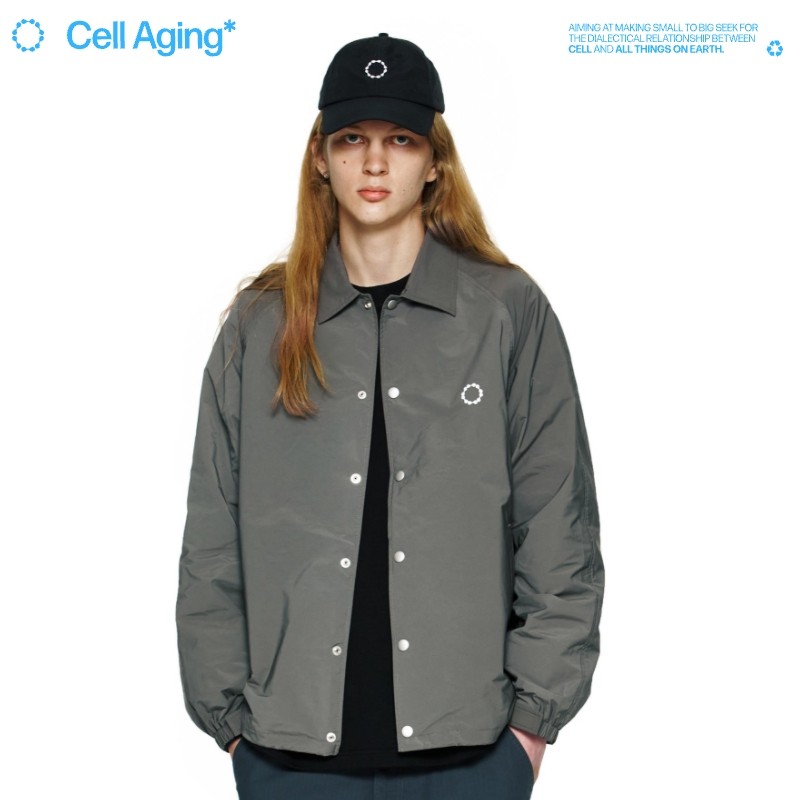 Cell Aging基础经典logo印花翻领防水运动宽松休闲教练夹克_虎窝淘