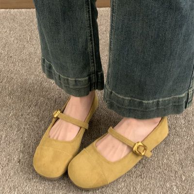 2026春夏季仙女风单鞋女红色配裙子玛丽珍温柔百搭圆头浅口豆豆鞋