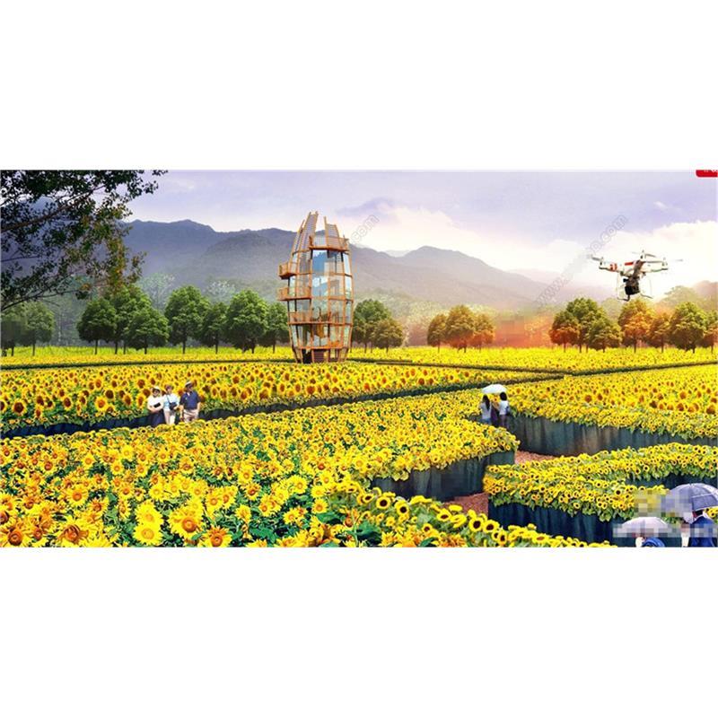 5763现代花田瞭望塔 向日葵花田公园景观 花海 旅游度假景SU模型