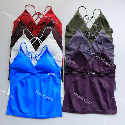 Dfyne运动背心女vision带胸垫撸铁背心大露背挂脖 女健身上衣