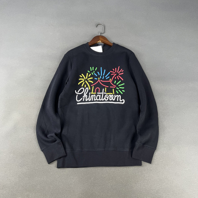 薄绒抓绒立体胶印圆领卫衣上衣男