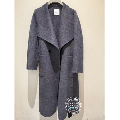 NUTS国内代购 2025冬 翻领宽松中长款羊毛混纺毛呢大衣6381549A1