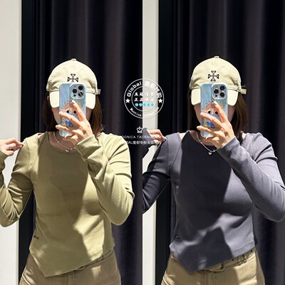 MOUSSY不规则下摆长袖针织衫上衣