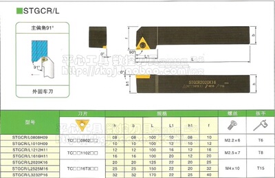 皇冠信誉/91度螺钉式外圆数控车刀杆/刀杆/STGCR2525M16 25方正